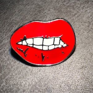 Jewelry | Snarling Red Lips With White Teeth Lipstick Enamel Pin Badge ...